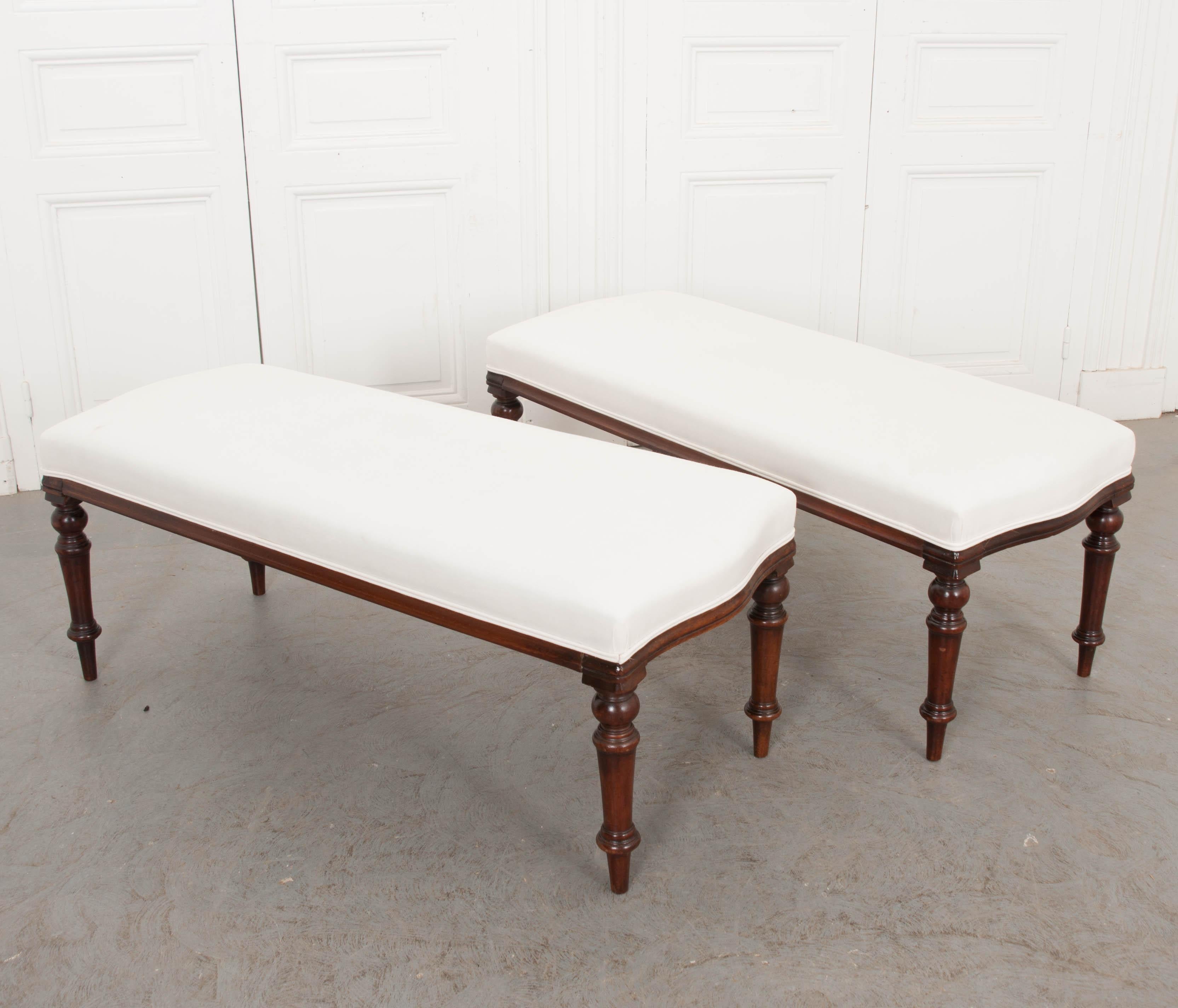Pair of English 19th Century George III Mahogany Upholstered Benches at ...