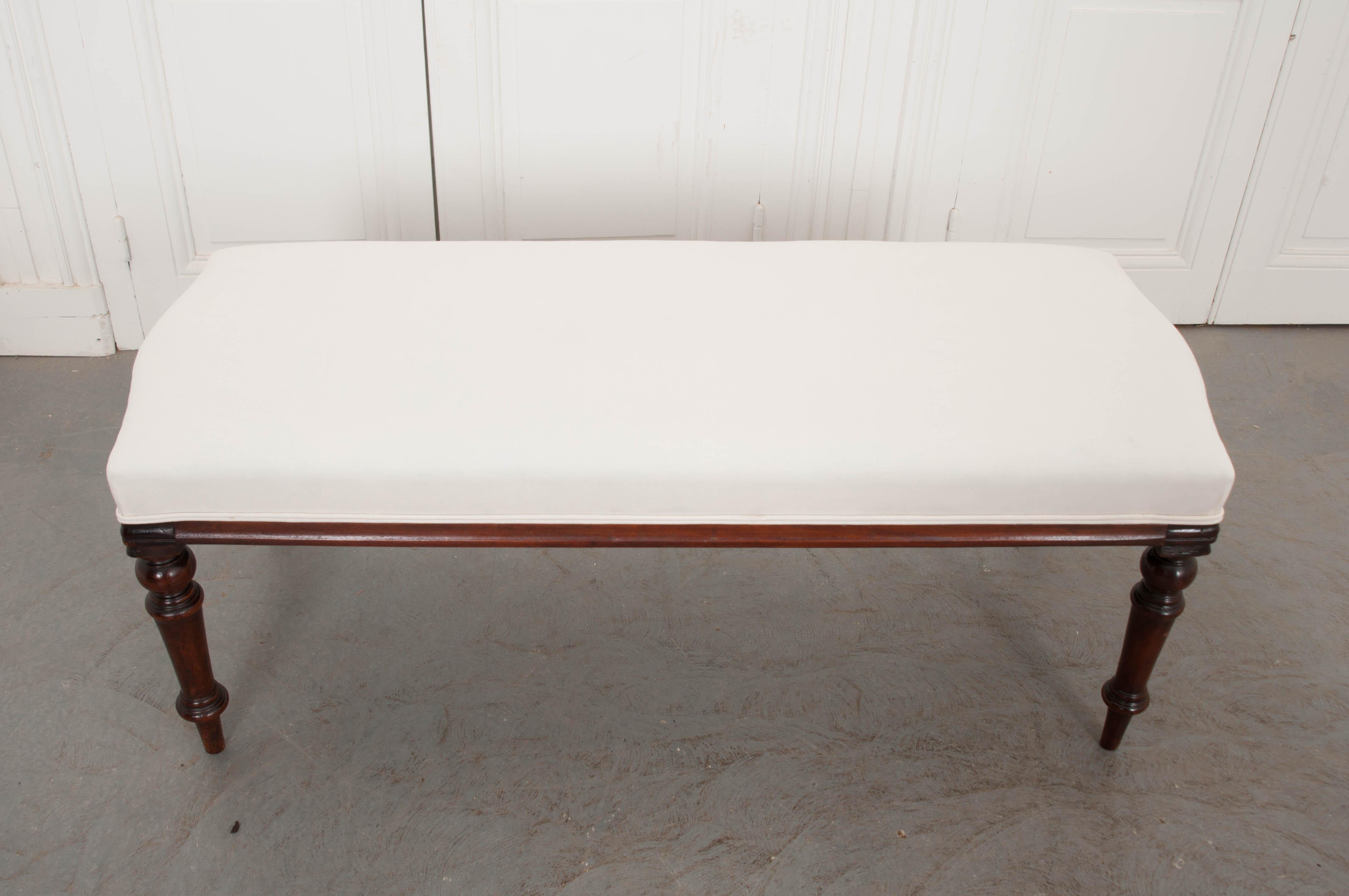 Pair of English 19th Century George III Mahogany Upholstered Benches at ...