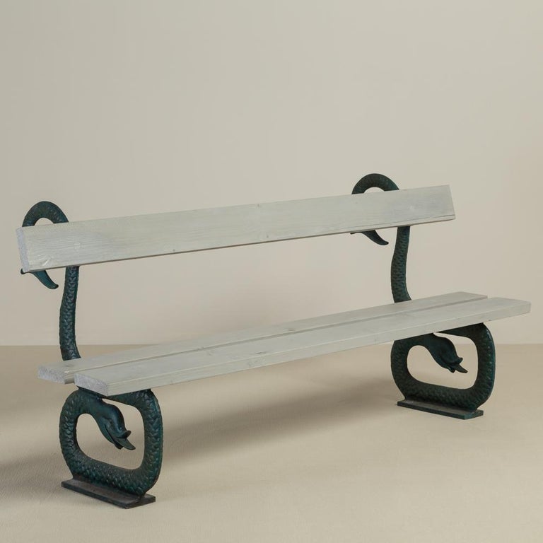 Pair of English 19th Century Cast Iron and Wooden Benches at 1stDibs