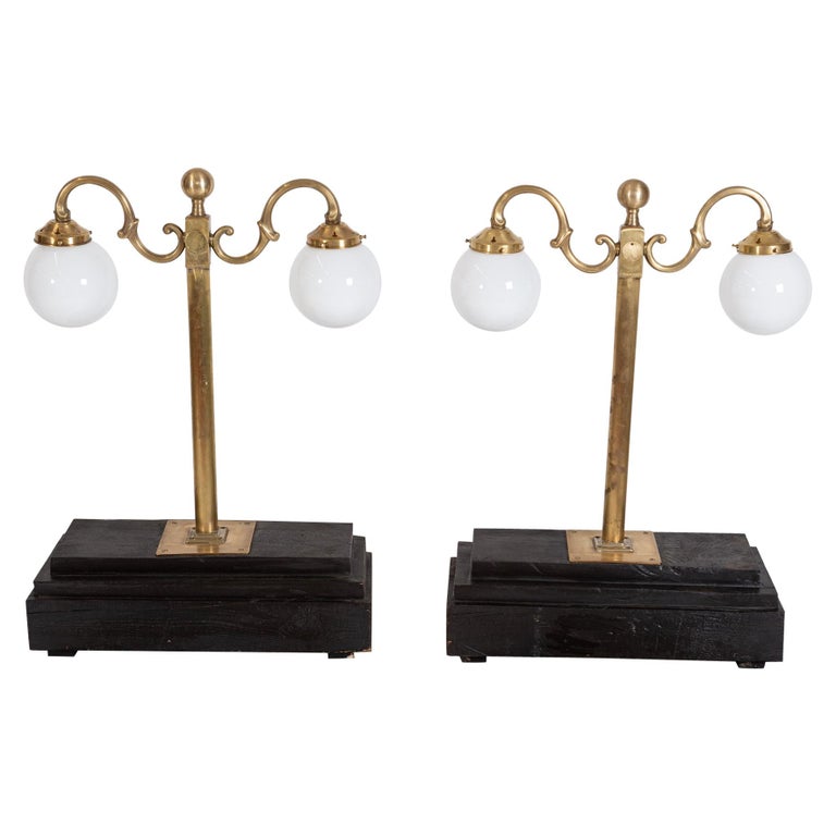Pair of English 19thc Brass Library Lamps at 1stDibs