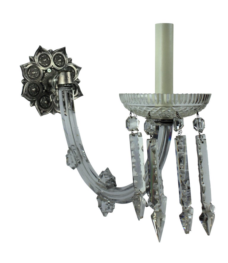 Pair of English 19th Century Cut Glass Single Wall Sconces For Sale at ...