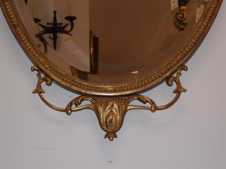 Pair of English Adam Oval Urn and Bell Flower Mirrors with Beveled ...