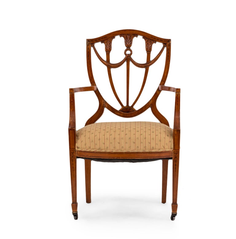 Pair of English Adam Style Shield-Back Chairs For Sale at 1stDibs