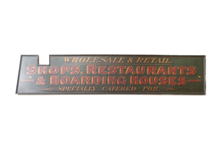 A Pair of English Advertising Signs Hand Done in Green, Red and Gold ...