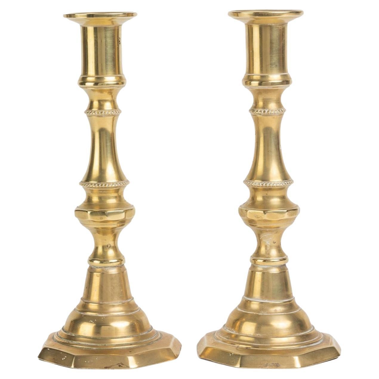 Pair of English Brass Candlesticks with Octagonal Bases, 1825 For Sale ...