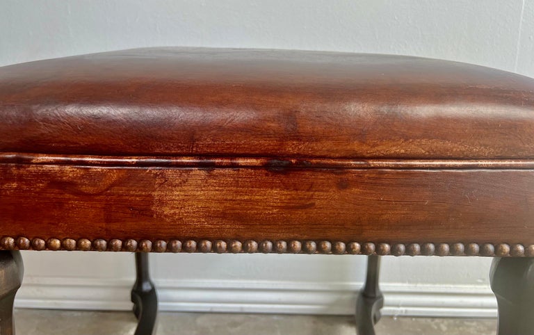 Pair of English Charles II Leather Upholstered Benches at 1stDibs