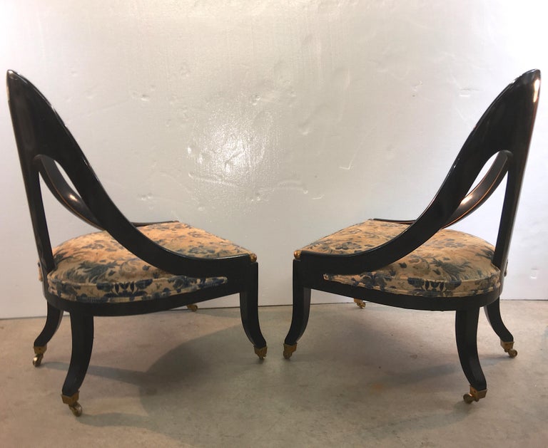 Pair of English Classical Spoon Back Chairs at 1stDibs