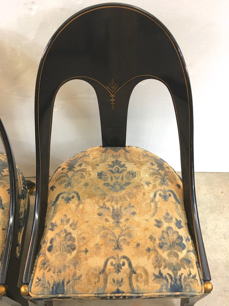 Pair of English Classical Spoon Back Chairs at 1stDibs