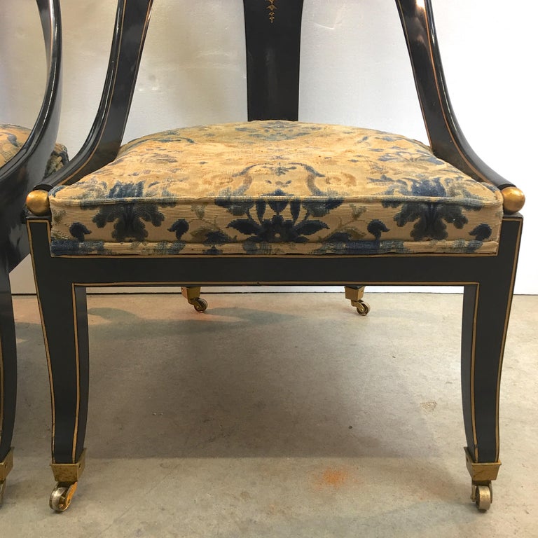 Pair of English Classical Spoon Back Chairs at 1stDibs