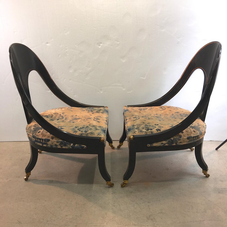 Pair of English Classical Spoon Back Chairs at 1stDibs