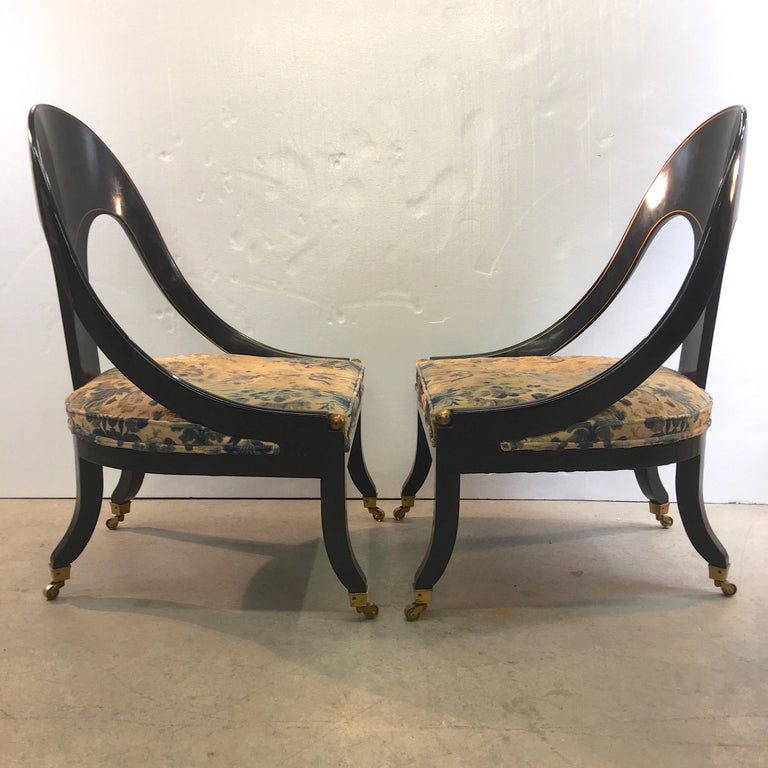 Pair of English Classical Spoon Back Chairs at 1stDibs