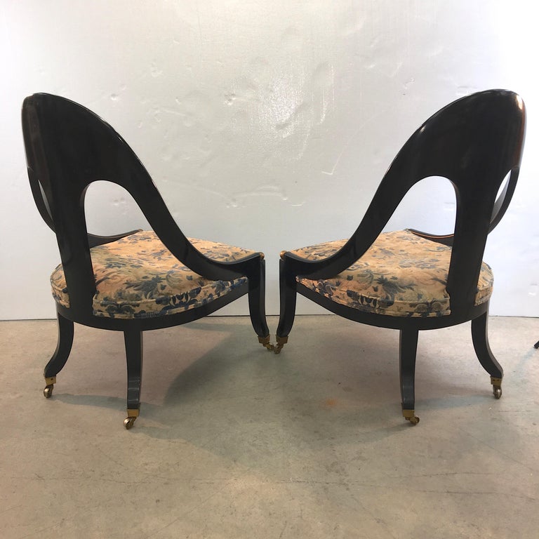 Pair of English Classical Spoon Back Chairs at 1stDibs