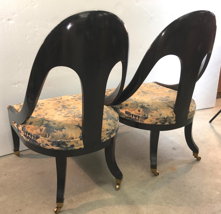 Pair of English Classical Spoon Back Chairs at 1stDibs