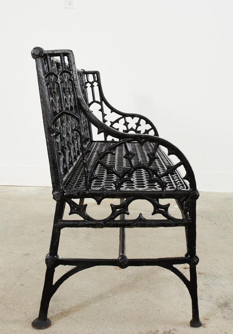 Pair of English Coalbrookdale Attributed Iron Gothic Revival Garden ...