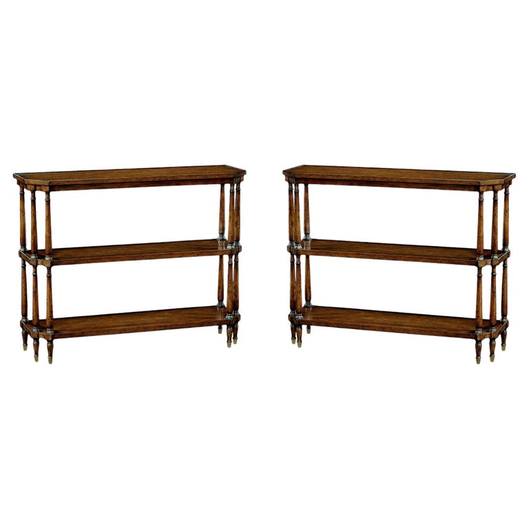 Pair of English Country Walnut Console Tables For Sale at 1stDibs