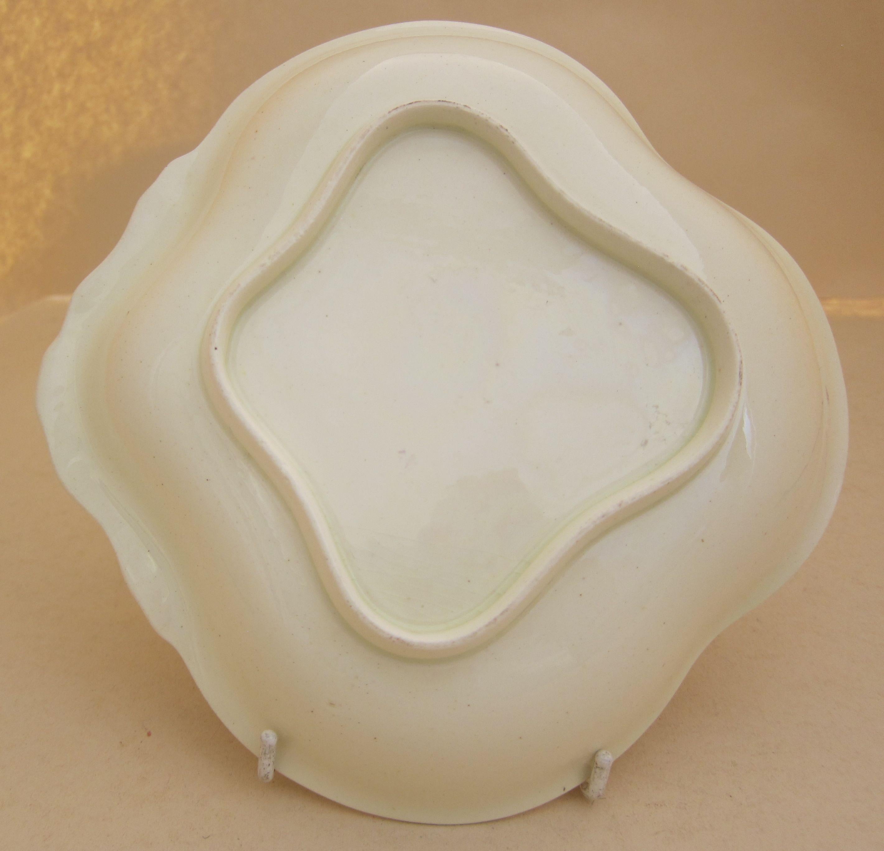 Pair of English Creamware Botanical Dishes For Sale at 1stDibs