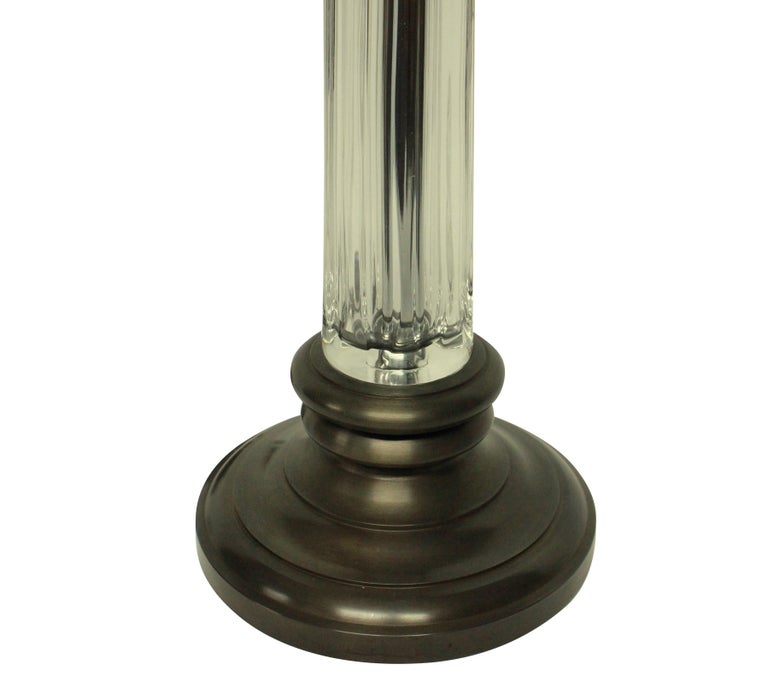 Pair of English Cut-Glass Column Lamps For Sale at 1stDibs