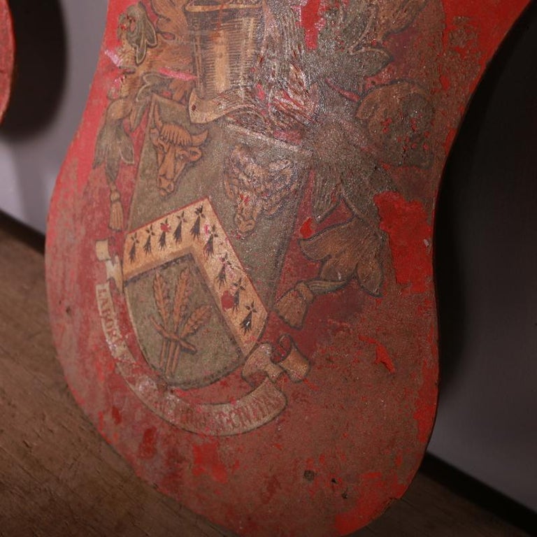 Pair of English Decorative Painted Shields For Sale at 1stDibs