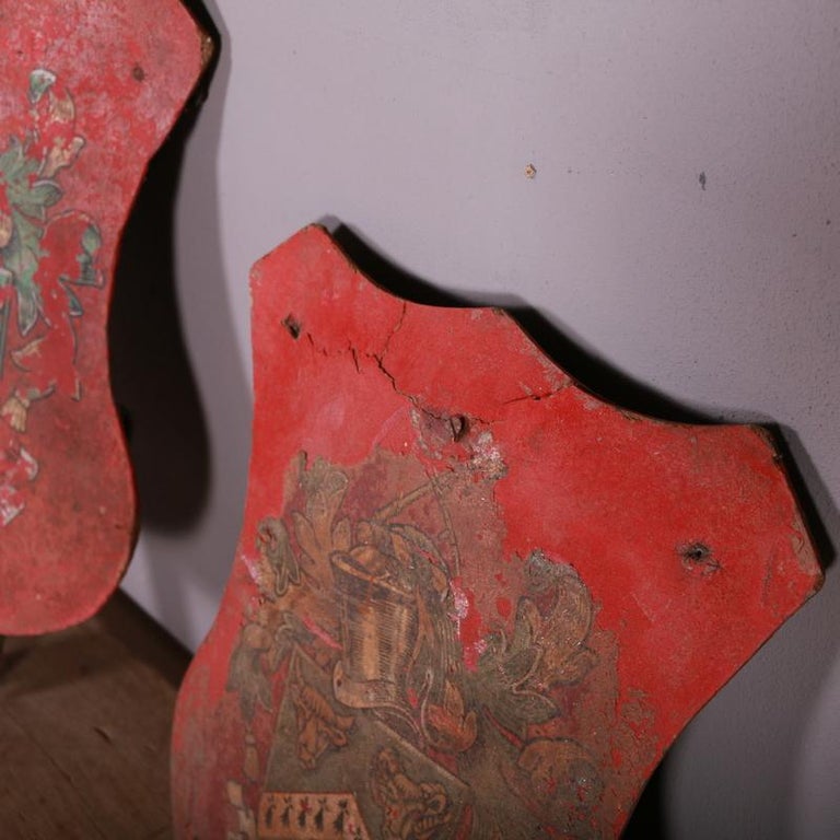 Pair of English Decorative Painted Shields For Sale at 1stDibs
