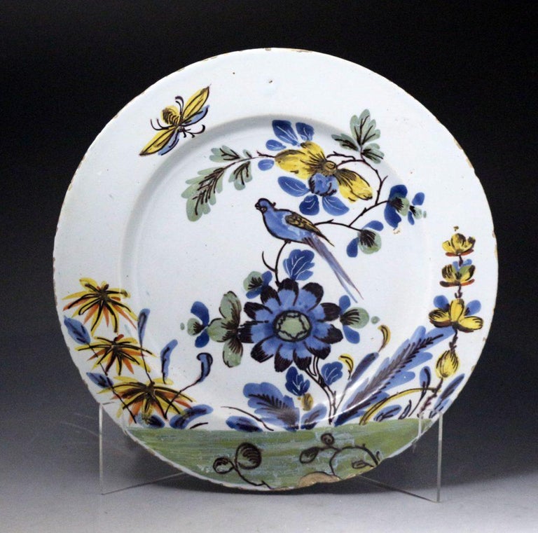 Pair of English Delftware Polychrome Decorated Chargers of Exceptional ...