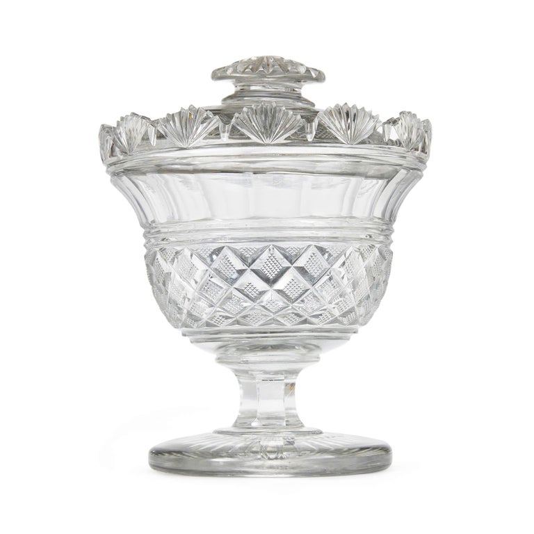 Pair of English Engraved and Cut Glass Sweet Bowls For Sale at 1stDibs