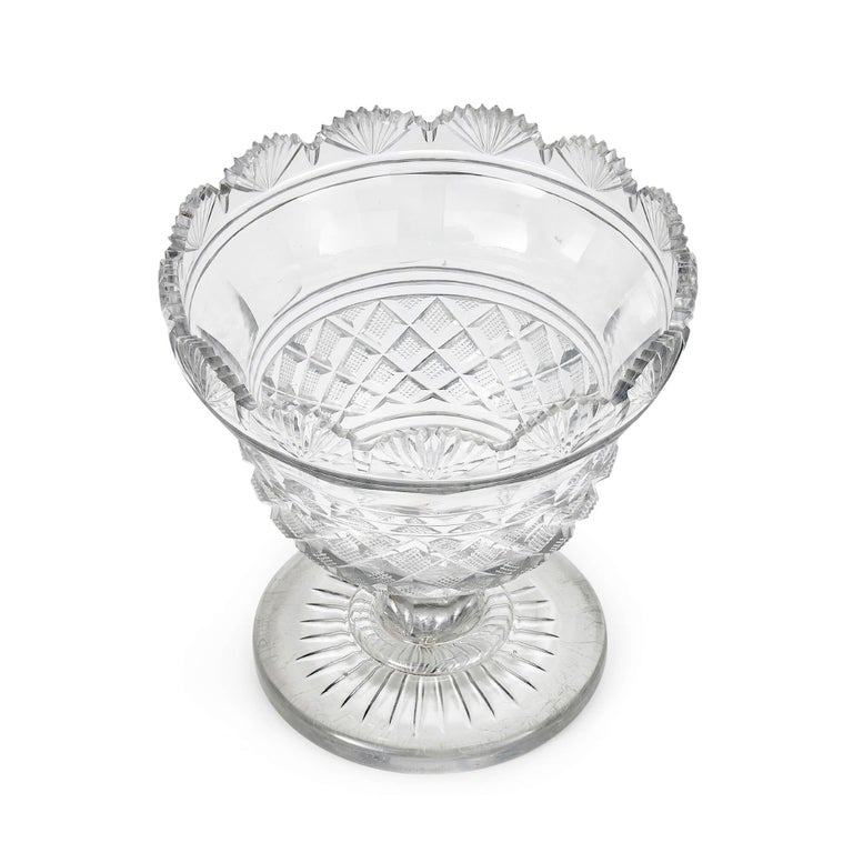 Pair of English Engraved and Cut Glass Sweet Bowls For Sale at 1stDibs