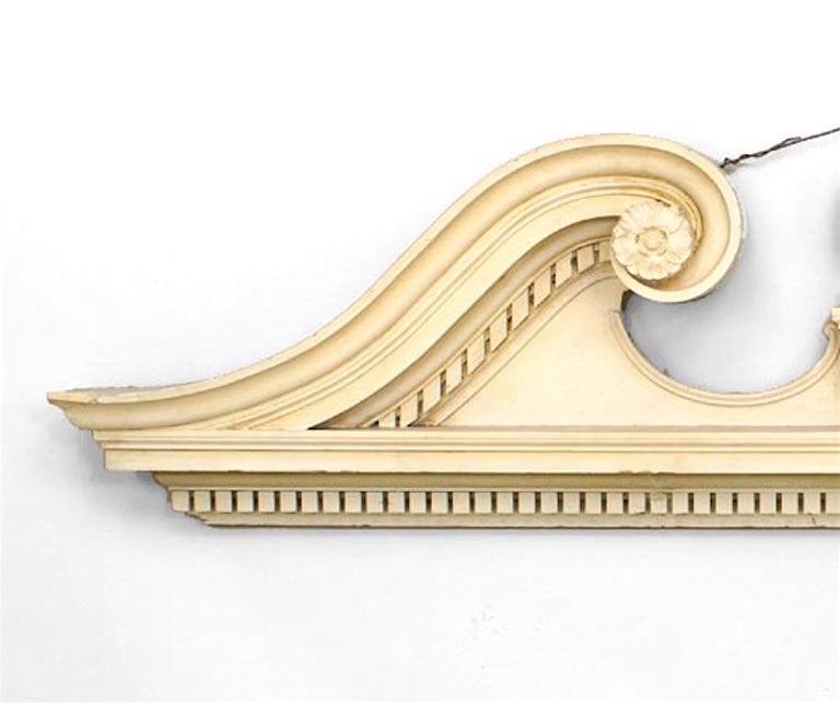 Pair of English Georgian White Pediment Cornices For Sale at 1stDibs