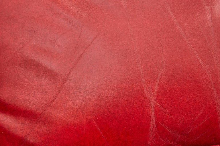 Pair of English Georgian Style Ruby Red Leather Wingback Chairs For ...