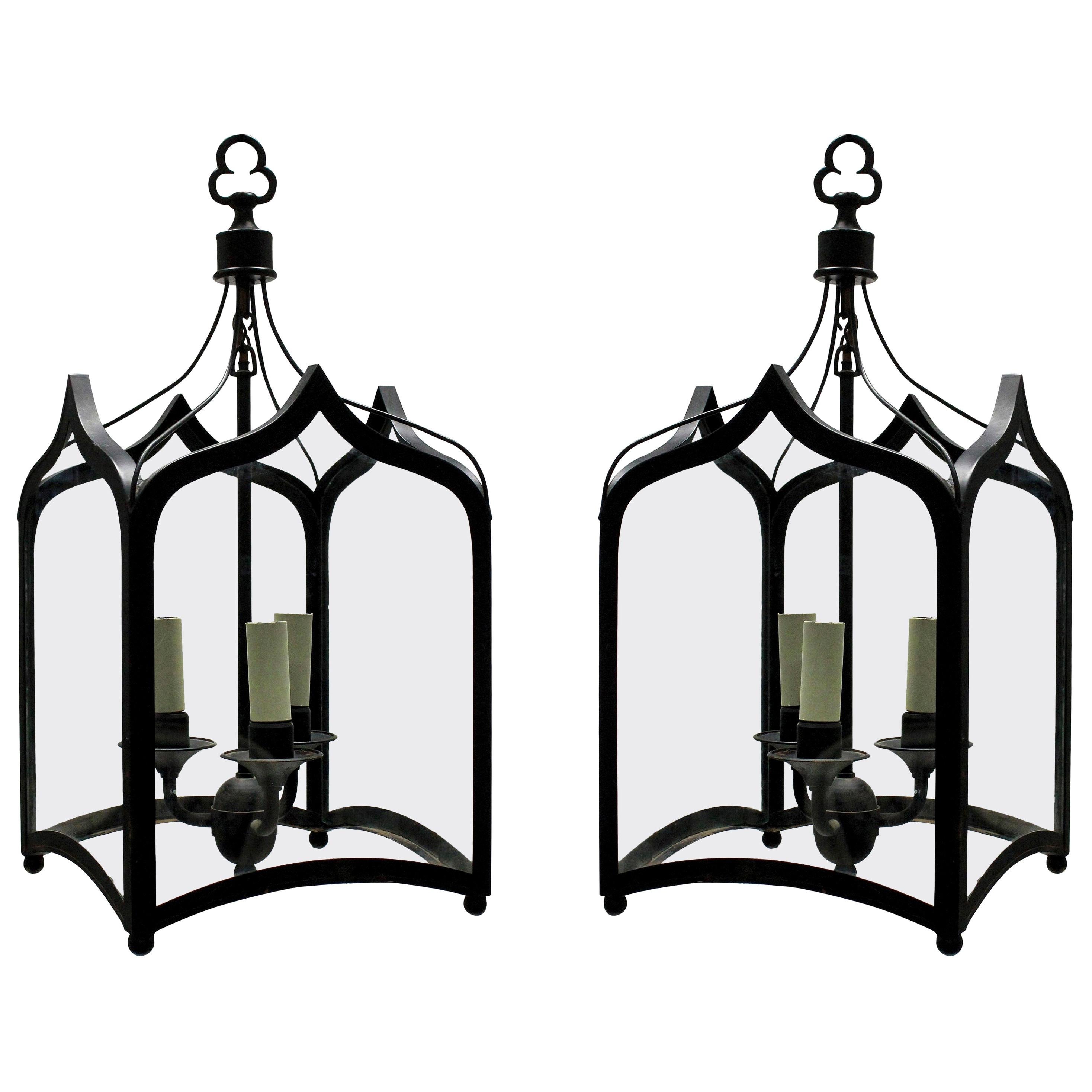 Pair of English Gothic Hanging Lanterns For Sale at 1stDibs