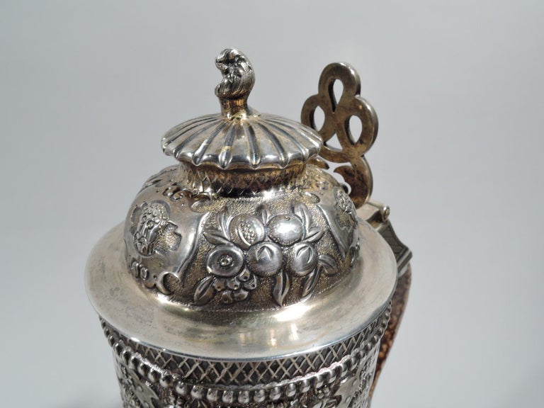 Pair of English Jacobean Revival Silver Gilt and Pottery Flagons For ...