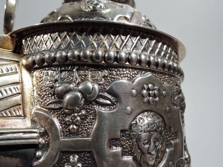 Pair of English Jacobean Revival Silver Gilt and Pottery Flagons For ...