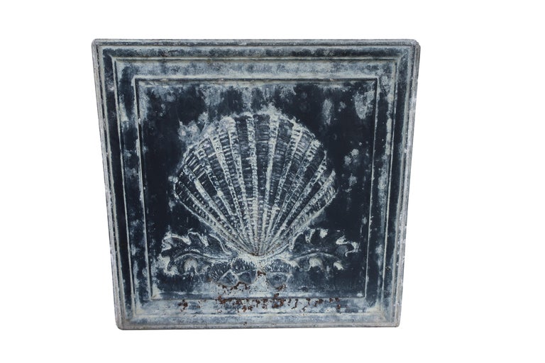Pair of English Lead Planters with Scallop Shell Motif, Square at 1stDibs