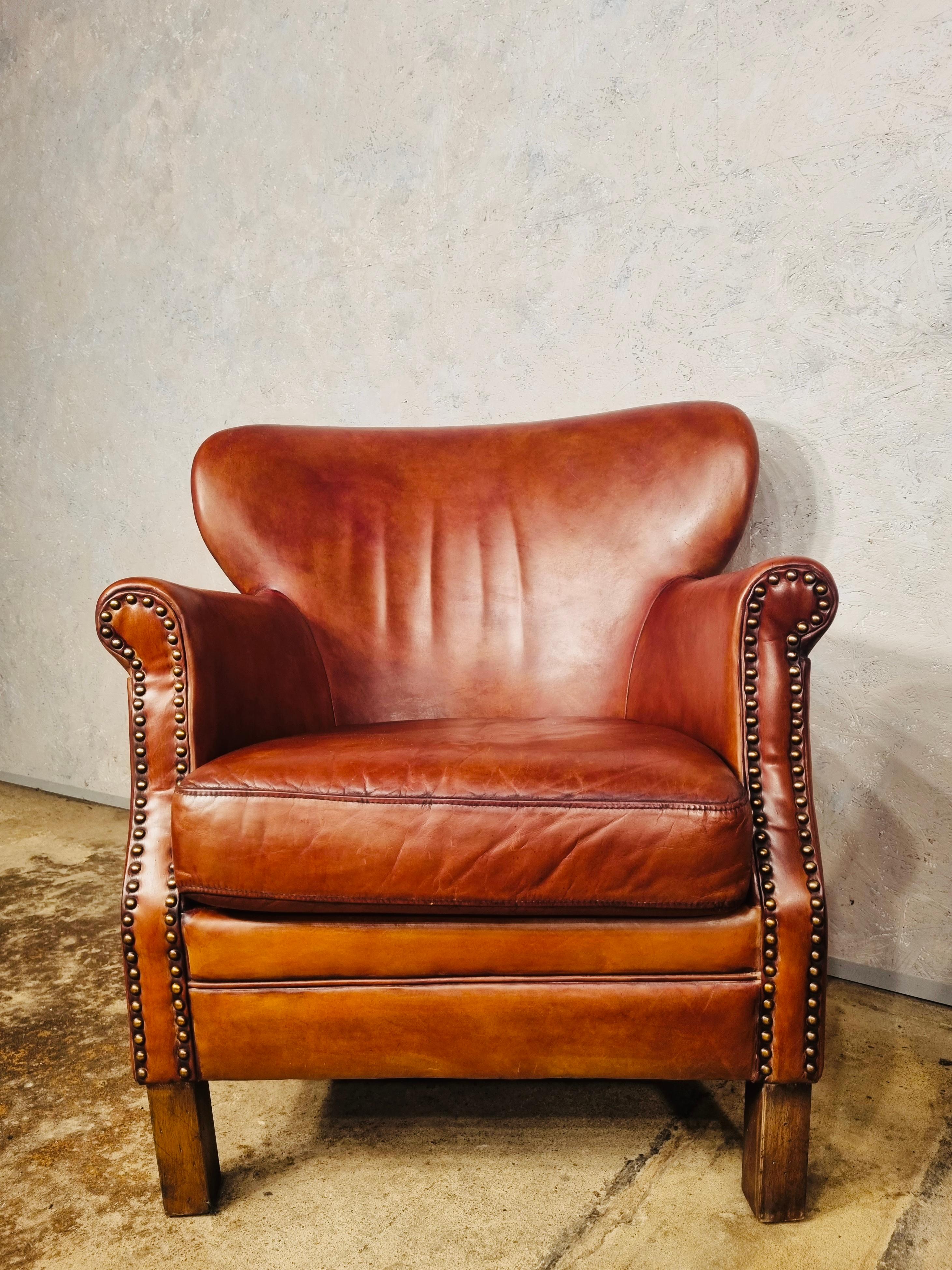 Pair of English Made Leather Library Chairs Hand Dyed Patinated Tan ...