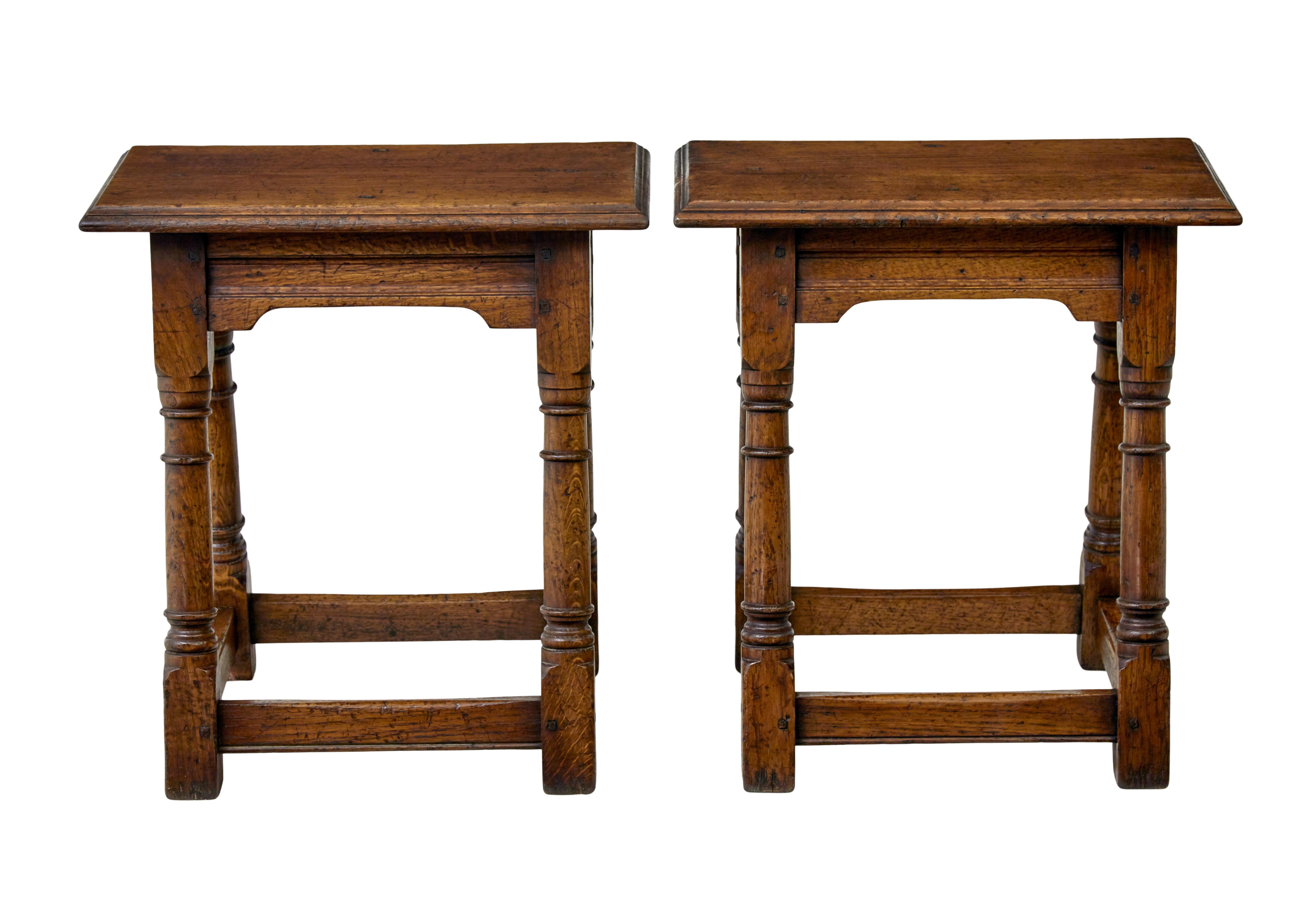 Pair of English made solid oak stools For Sale at 1stDibs