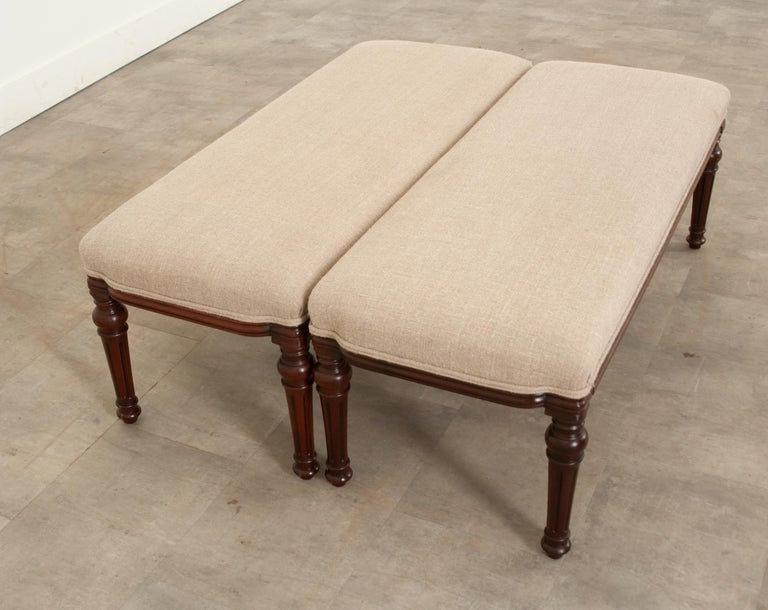 Pair of English Mahogany Benches For Sale at 1stDibs