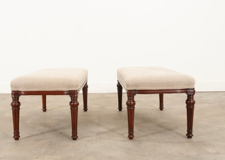 Pair of English Mahogany Benches For Sale at 1stDibs