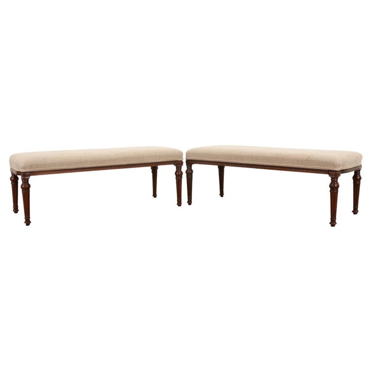 Pair of English Mahogany Benches For Sale at 1stDibs