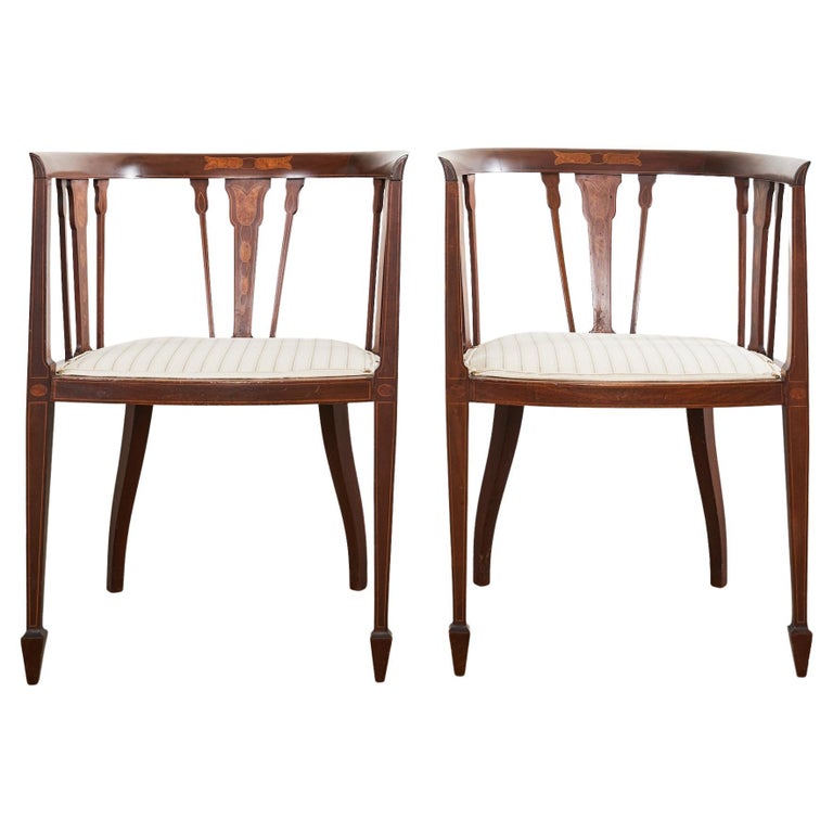 Pair of English Neoclassical Adams Style Barrel Form Hall Chairs For ...