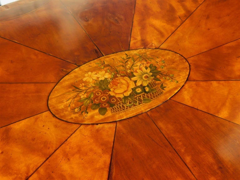 Pair of English Oval Satinwood and Ebony Inlay Flower Basket Console ...