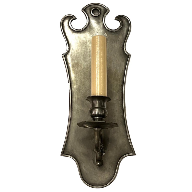 Pair of English Pewter Sconces For Sale at 1stDibs