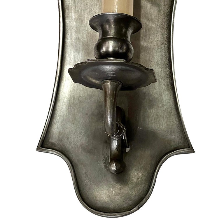 Pair of English Pewter Sconces For Sale at 1stDibs