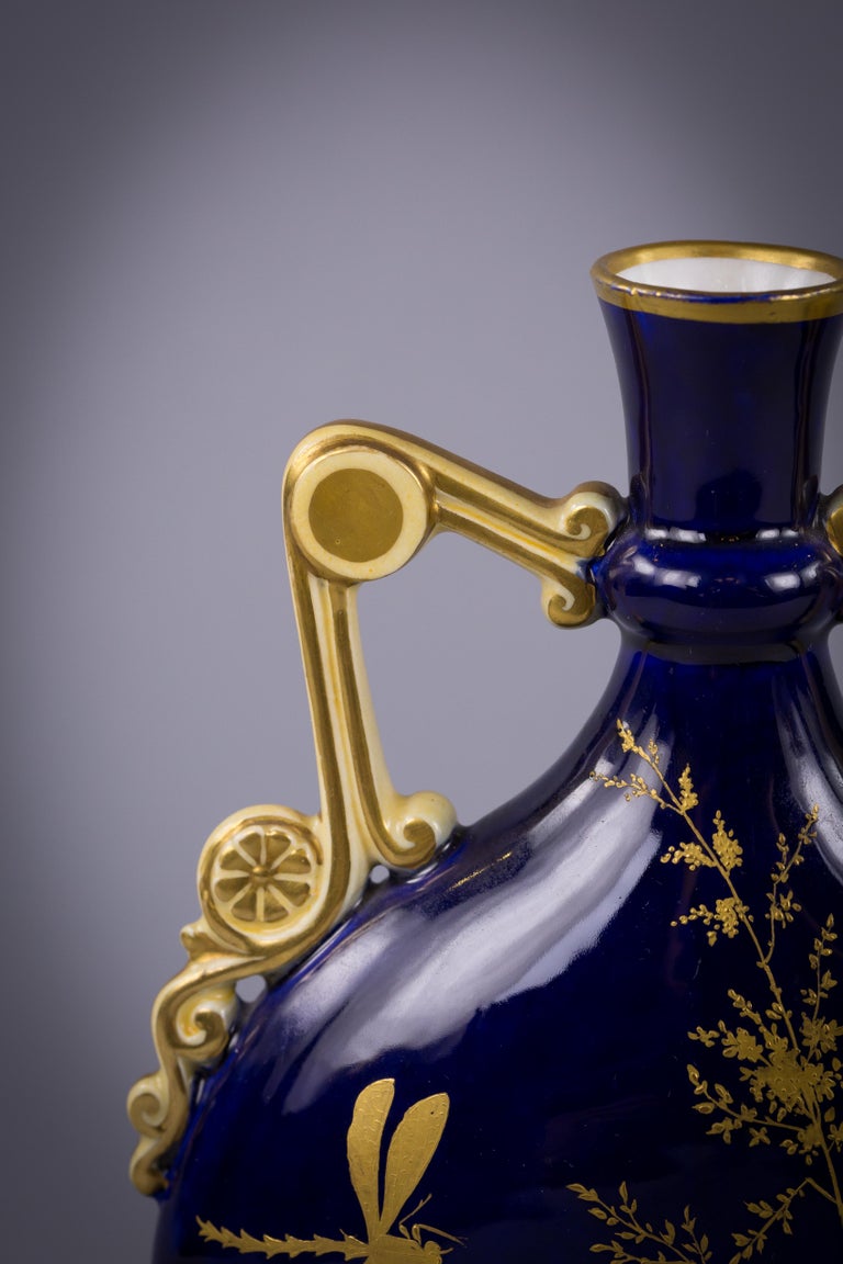 Pair of English Porcelain Two-Handled Moon Flask Vases, circa 1880 For ...