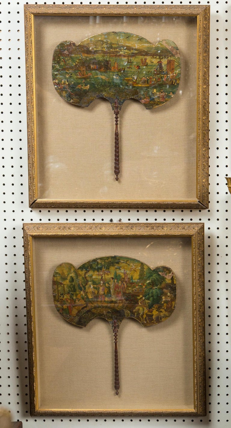 Pair of English Regency Framed Lacquered Fans at 1stDibs