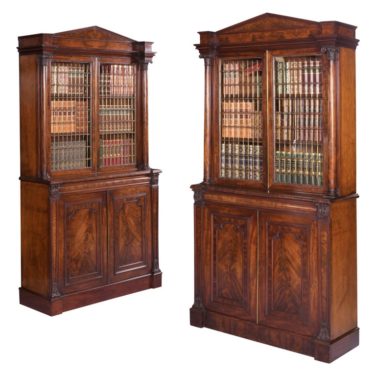 Pair of English Regency Mahogany Architectural Bookcases by Gillows of ...