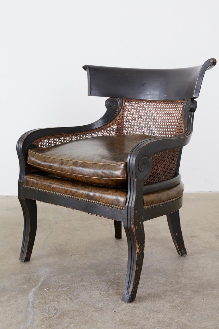 Pair of English Regency Style Ebonized Klismos Chairs at 1stDibs ...