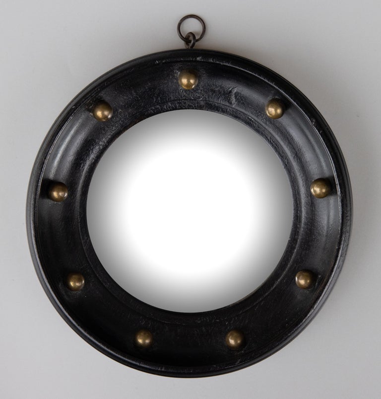 Pair of English Regency Style Petite Ebonized Bullseye Convex Mirrors ...