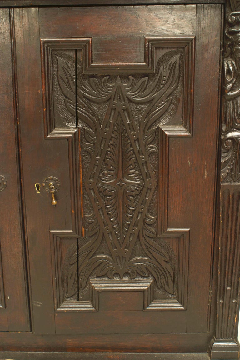 Pair of English Renaissance Stained Oak Cabinets For Sale at 1stDibs