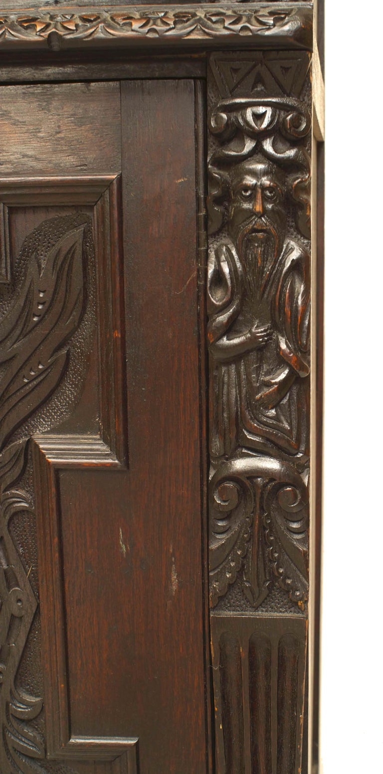 Pair of English Renaissance Stained Oak Cabinets For Sale at 1stDibs