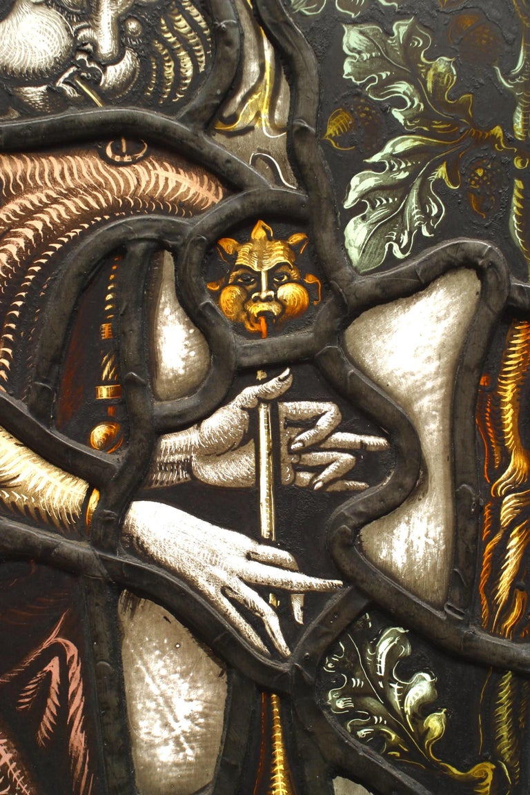 Pair of English Renaissance Style Painted Glass Windows at 1stDibs