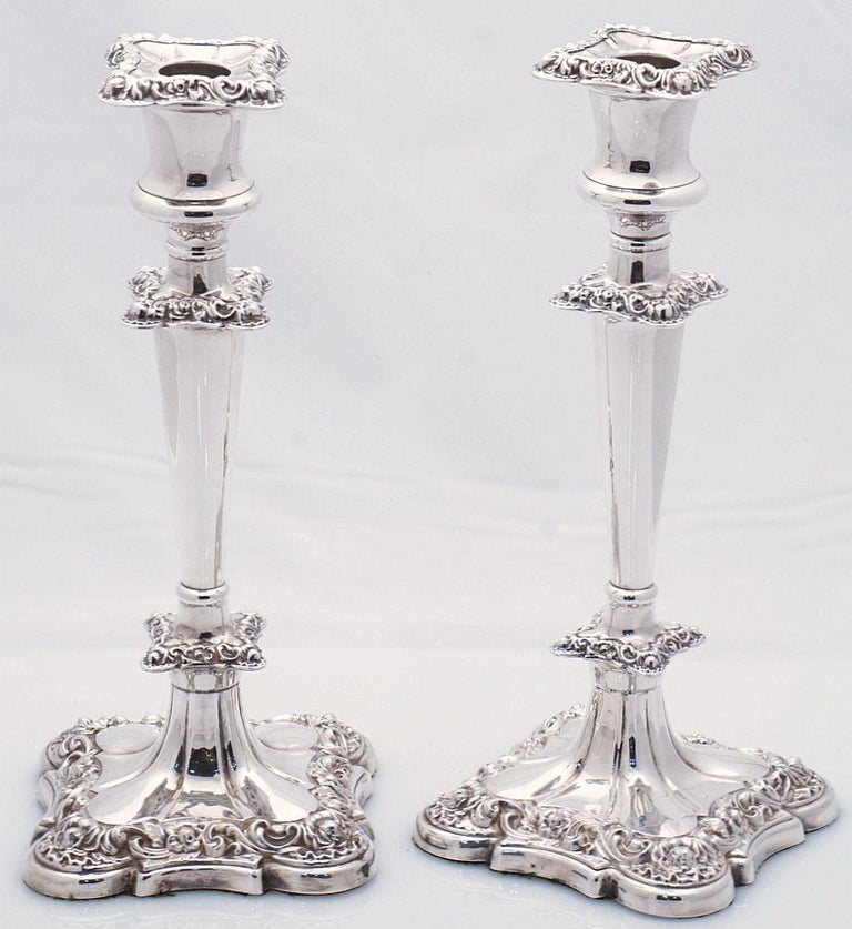 Pair of English Rococo Silver Candle Holders or Candlesticks For Sale ...